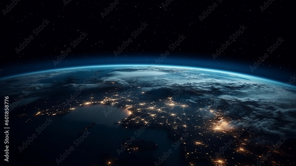 planet earth from space at night. City lights on the planet. Life of ...