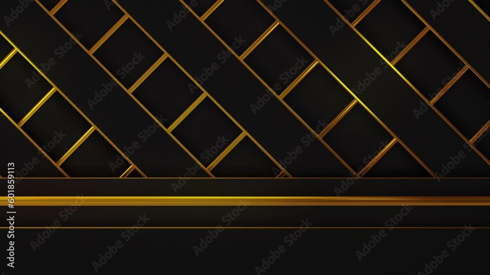 Gentle overlapping 4K Elegant Black Gold Background in a seamless loop ...