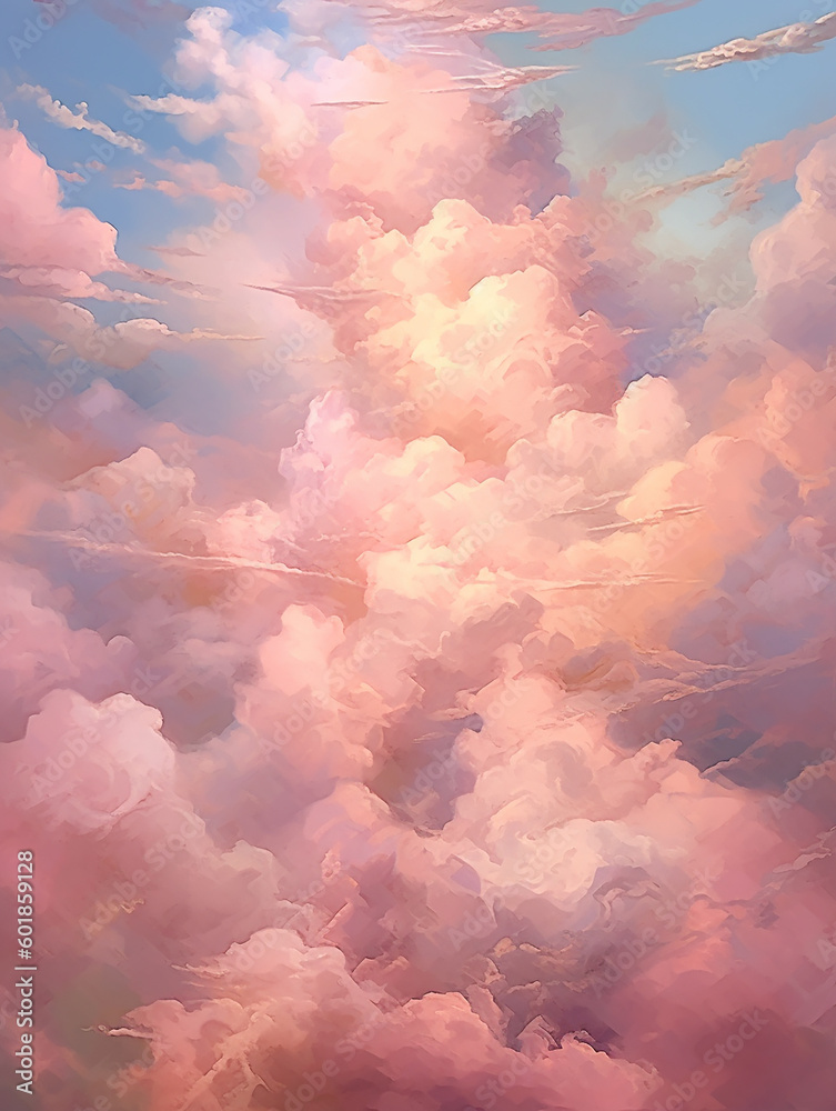 nuvole scenografiche in tono pastello dell'alba, cirri e cumulonembi ...