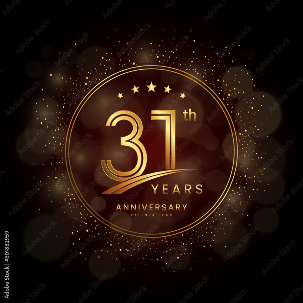 31th anniversary logo with gold double line style decorated with ...
