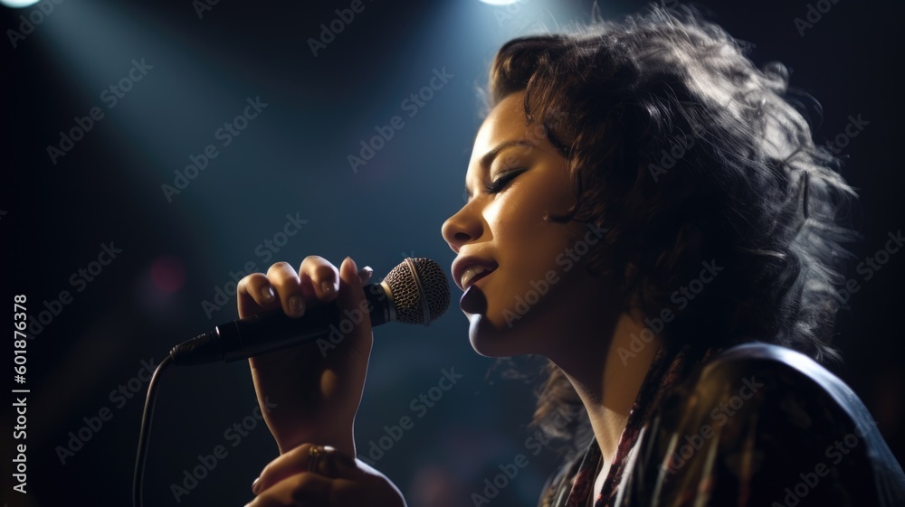 Pop Singer Female Caucasian Young Adult Performing on stage for a live ...