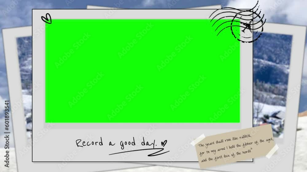 Polaroid frame travel animation with green screen chroma key Stock ...