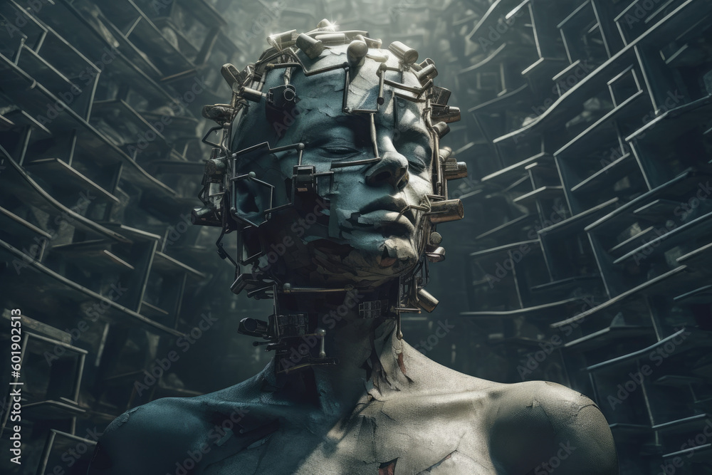 Stagnant trapped mind, concept illustration for psychological health ...