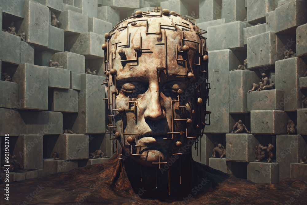 Stagnant trapped mind, concept illustration for psychological health ...