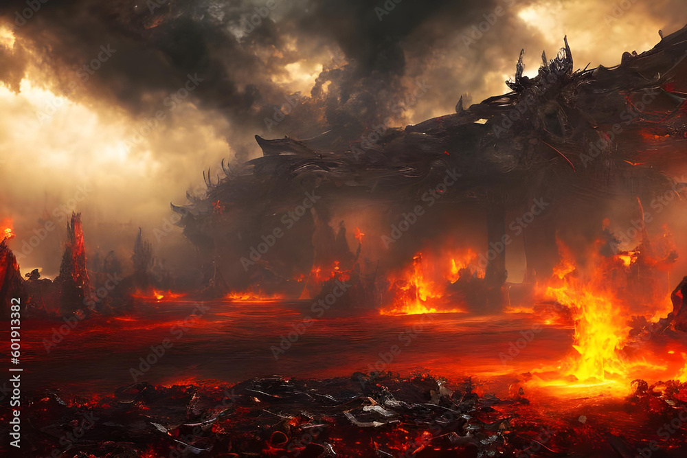 ภาพประกอบสต็อก Underworld. Mythology. Fantasy. Dark. Hellish. Eerie ...