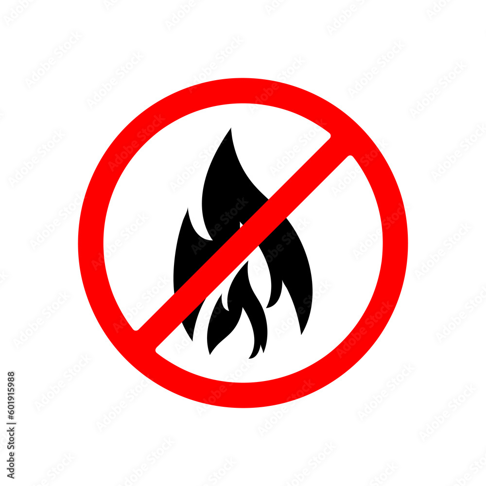 No open flame sign. No fire, No access with open flame prohibition sign ...