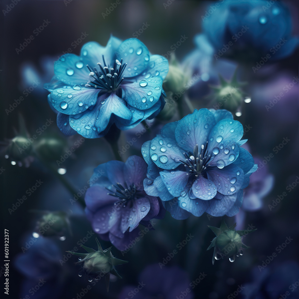 Pretty blue flowers wet flowers. Beautiful blue flowers image with ...