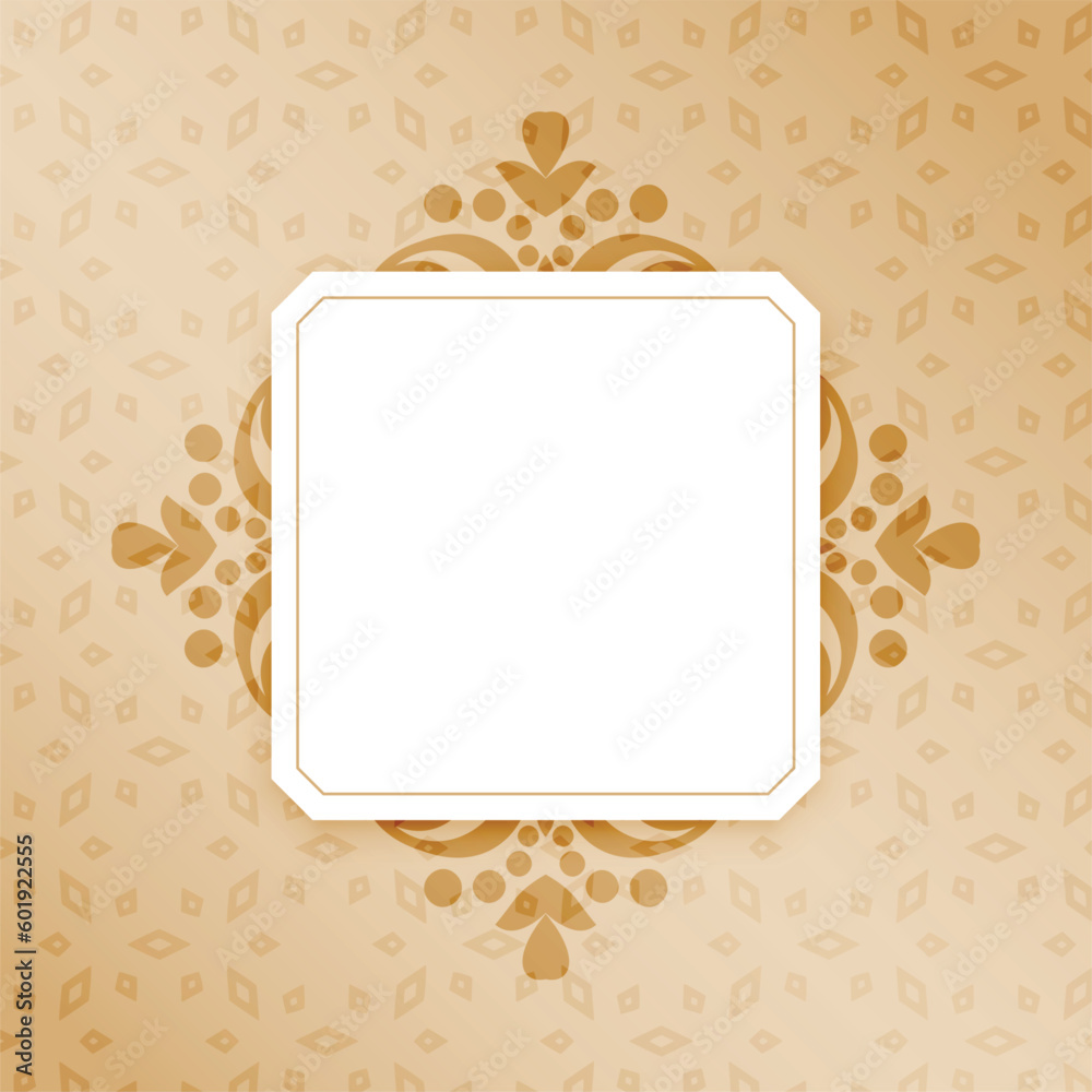 ethnic indian floral border frame background with text or image space ...