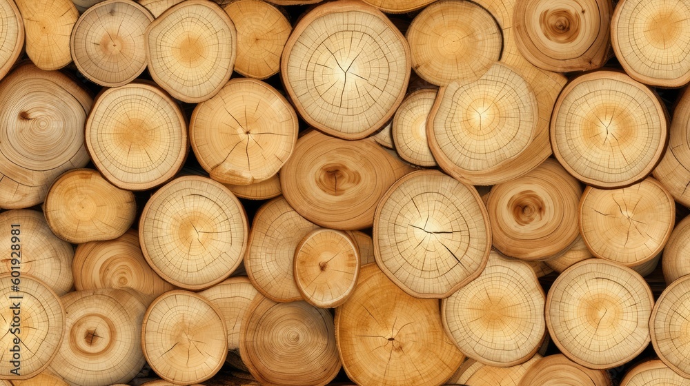 seamless texture of a fresh cut wood log, natural and raw background ...