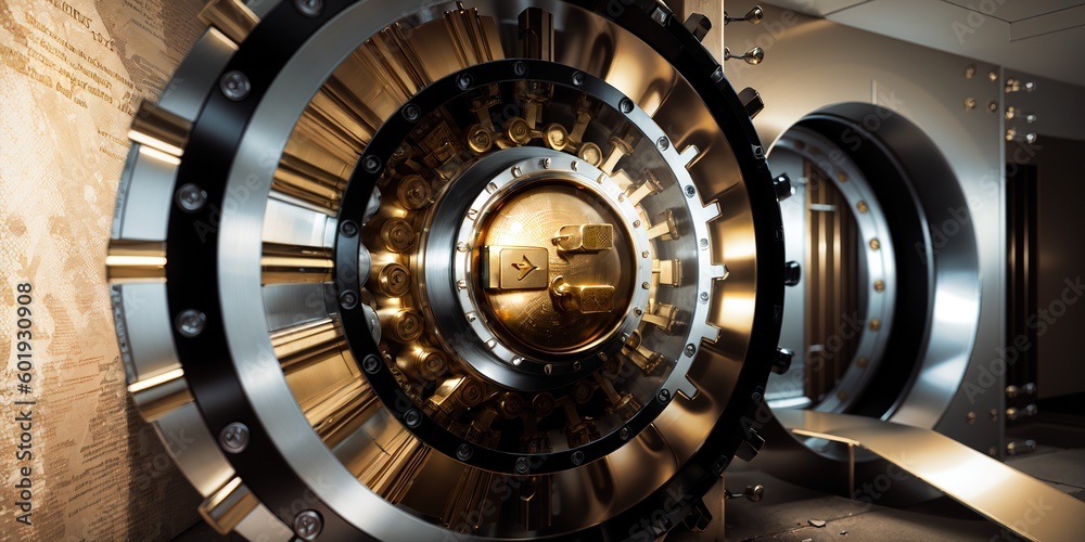 bank safe, safety deposit box, vault, gold, marble, luxury, generative ...