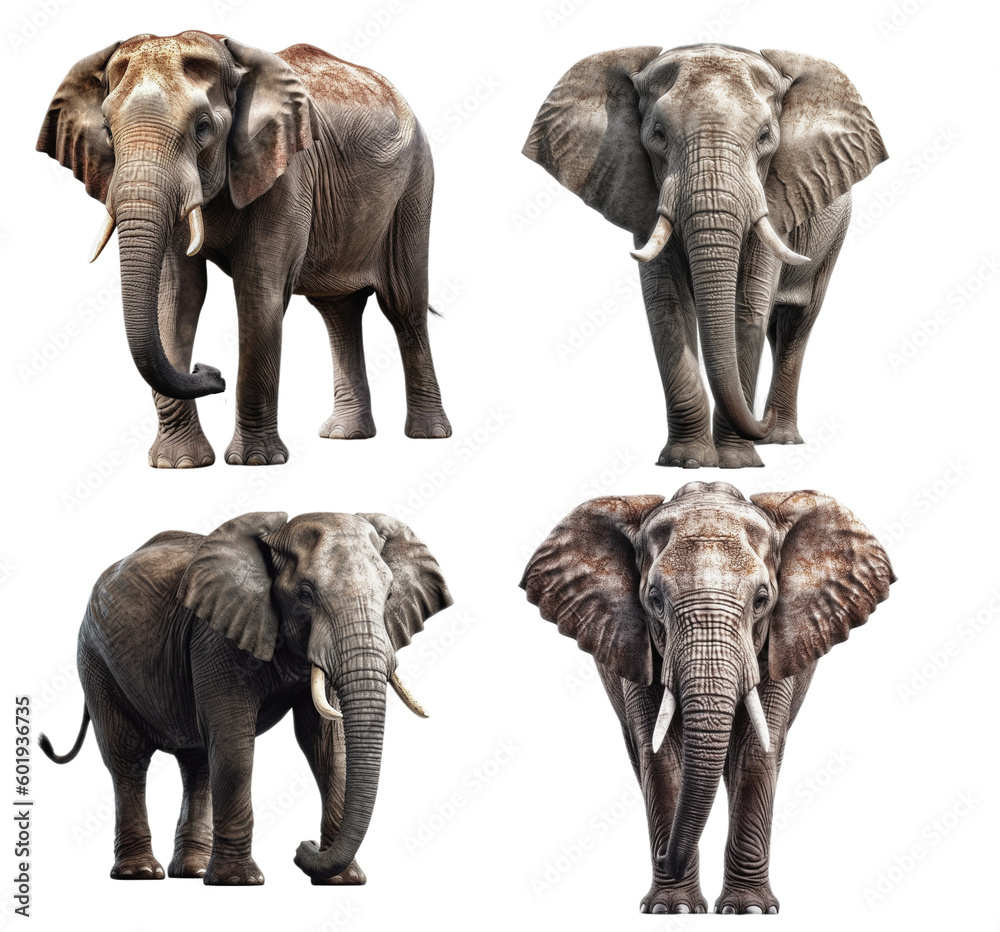 Realistic illustration of elephants on a transparent background ...