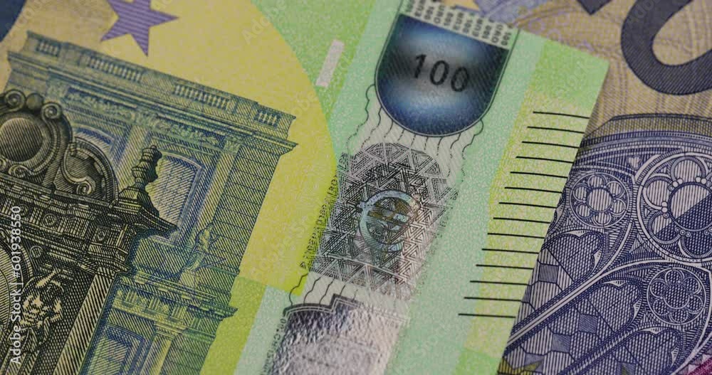 Close-up of the one hundred euro banknote of the European Union ...