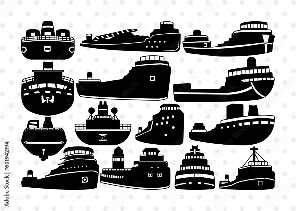 Lake Freighter Silhouette, Lake Freighter SVG, Industrial Ship Svg ...