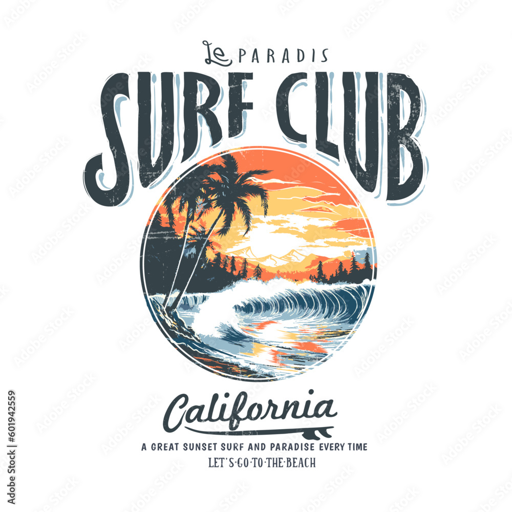 Vintage Retro Sunset Beach Vector Graphics Vector Tropical Palm Tree