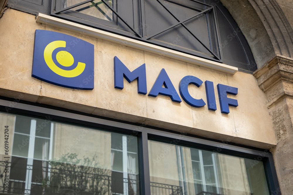 Macif logo brand windows entrance and text sign front of agency mutual ...