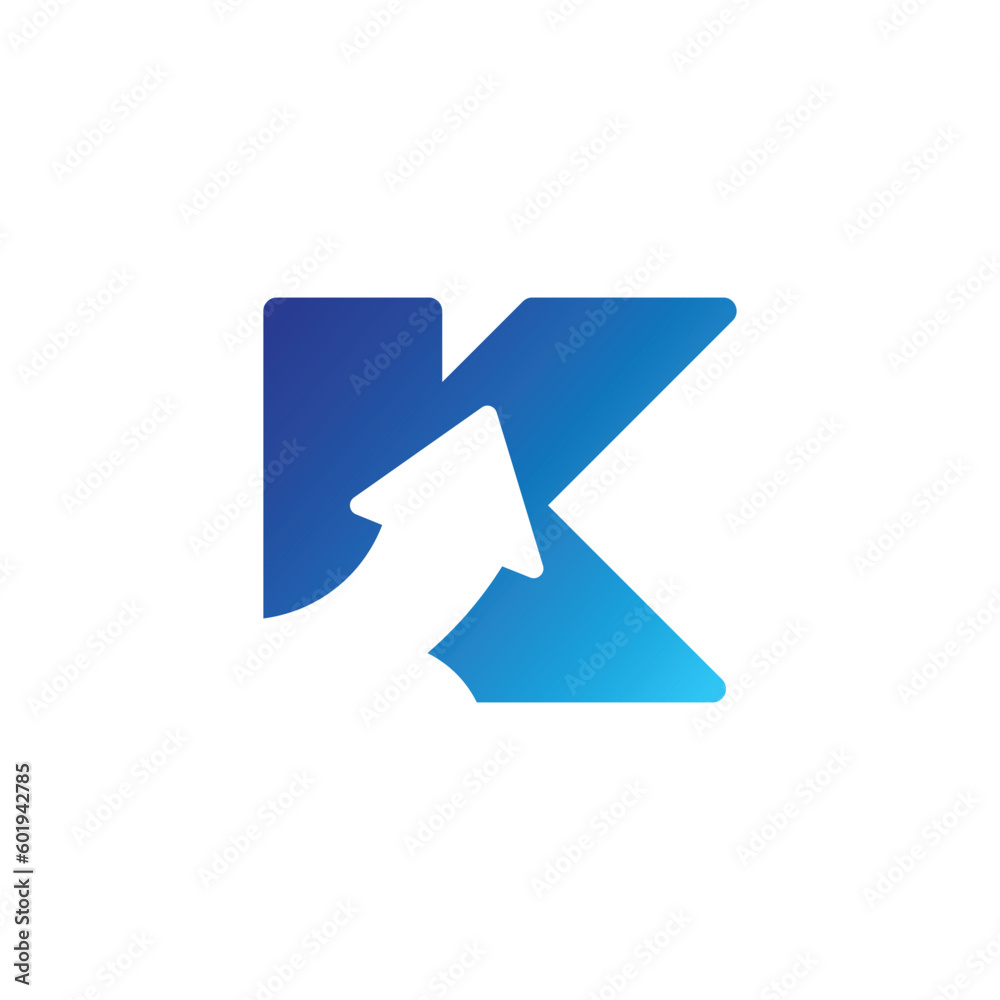 Letter K Arrow Logo Design, K Initial Logo, Letter K logo icon design ...