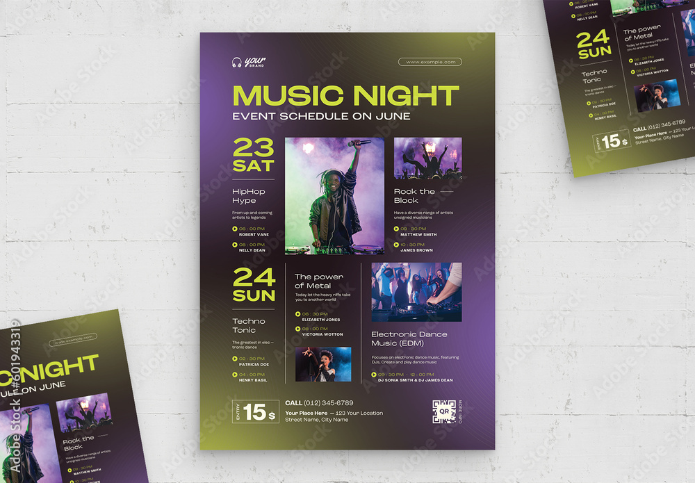 Event Schedule Flyer Template with Whats On Guide Layout Stock Template ...