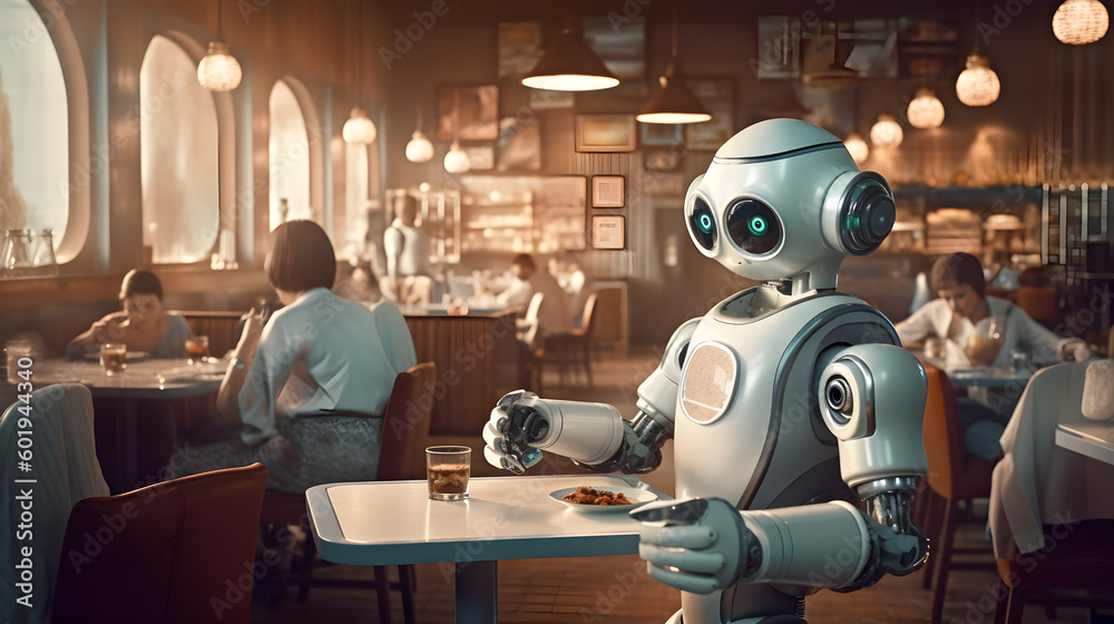 Robot, restaurant, service, automation, technology, futuristic ...