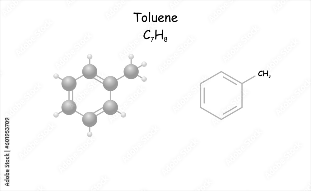 Stylized Molecule Model Structural Formula Of The Organic Solvent Toluene Stock Vector Adobe