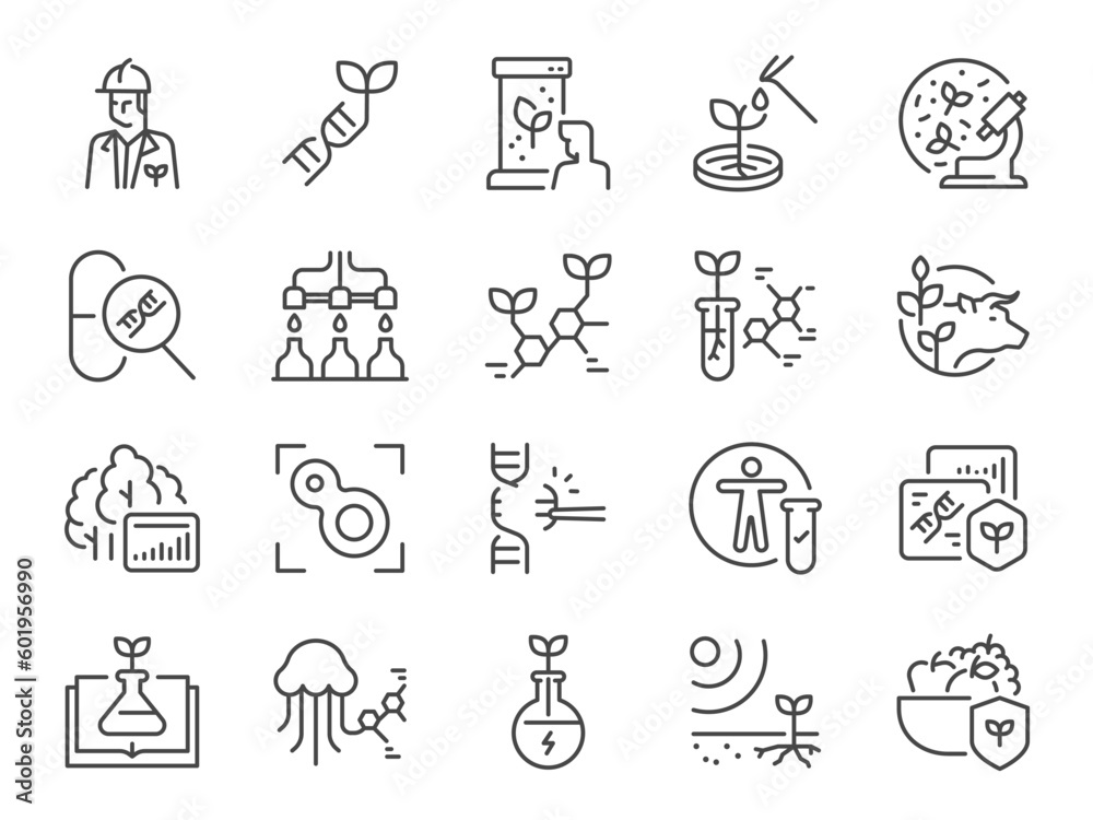 Biotech icon set. It included biotechnology, biology, biological ...