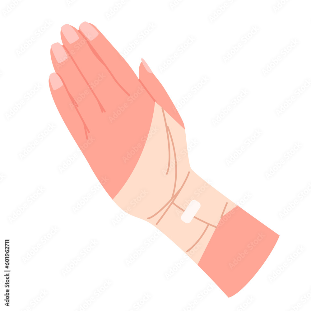 Human hand with medical bandage, infographic vector illustration ...