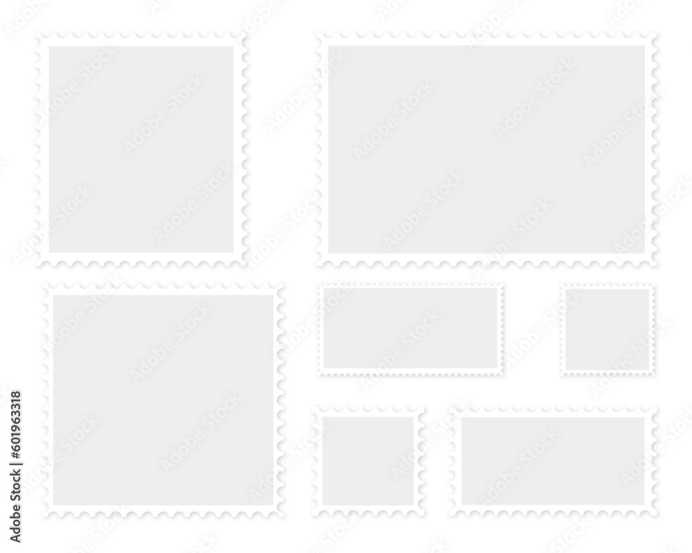 Set of postage stamp with realistic shadows isolated on transparent ...