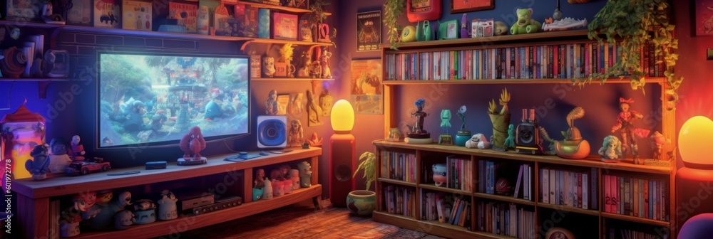 Retro game room, room for playing classic video games, 80s and 90s ...