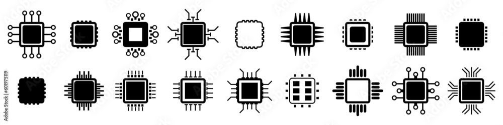 Chip icons set. Modern chips pictograms. Trendy symbols for mobile apps ...