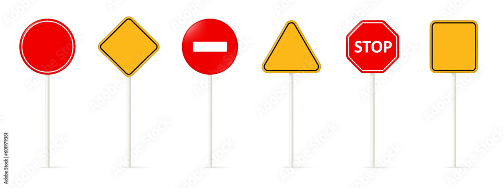 Set of road signs. Traffic signs on white background. Vector street ...