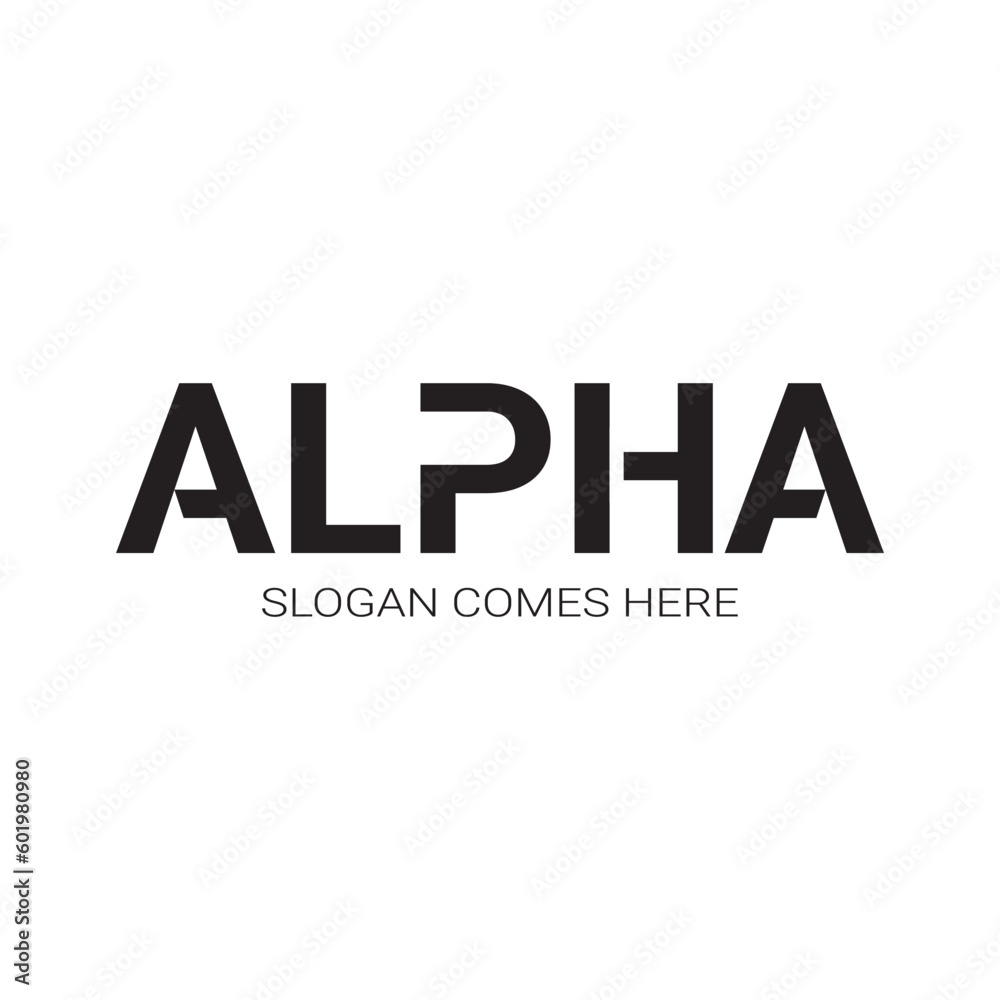 ALPHA TYPOGRAPHY LOGO VECTOR TEMPLATE. Alpha logo in minimal design ...