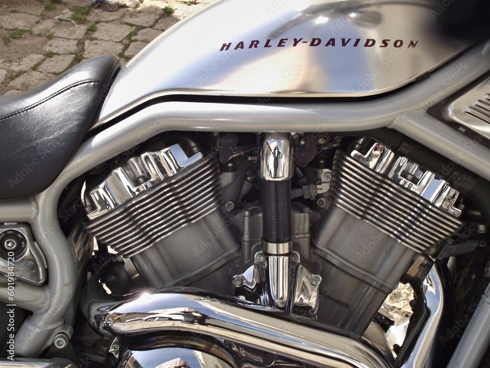 Motor block and the tank of a Harley Davidson custom bike 스톡 사진 | Adobe ...
