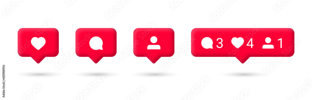 like icon, comment, follower icon signs - social media notification ...