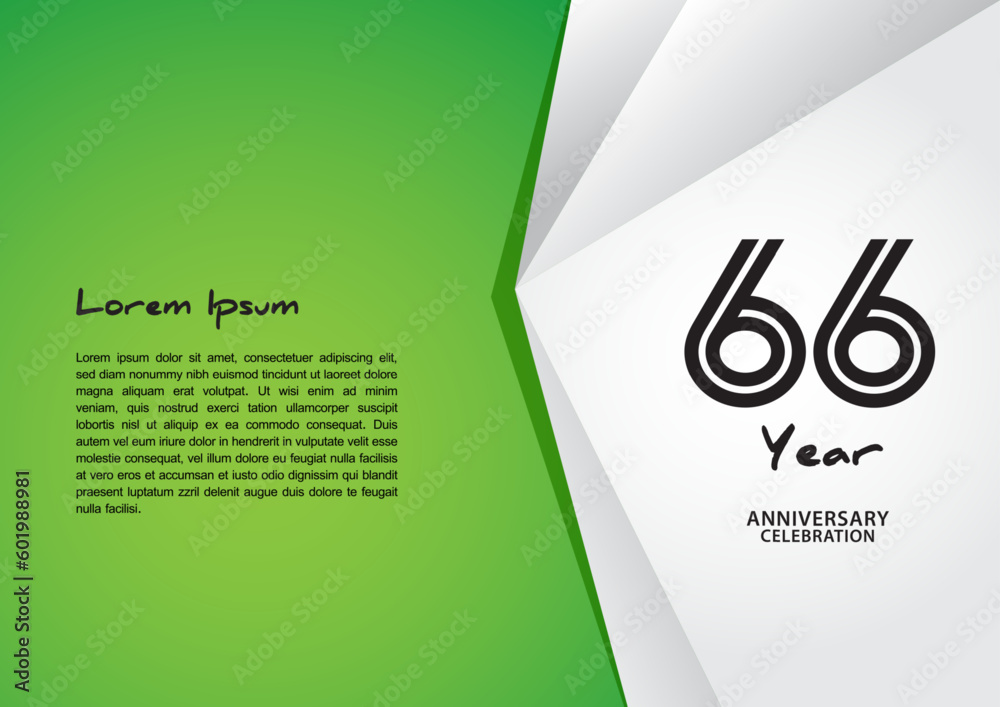 66 year anniversary celebration logotype on green background for poster ...