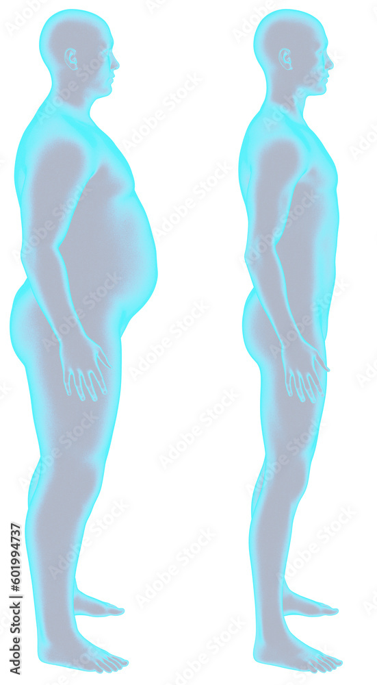 3D illustration featuring a slender man, contrasting with his ...