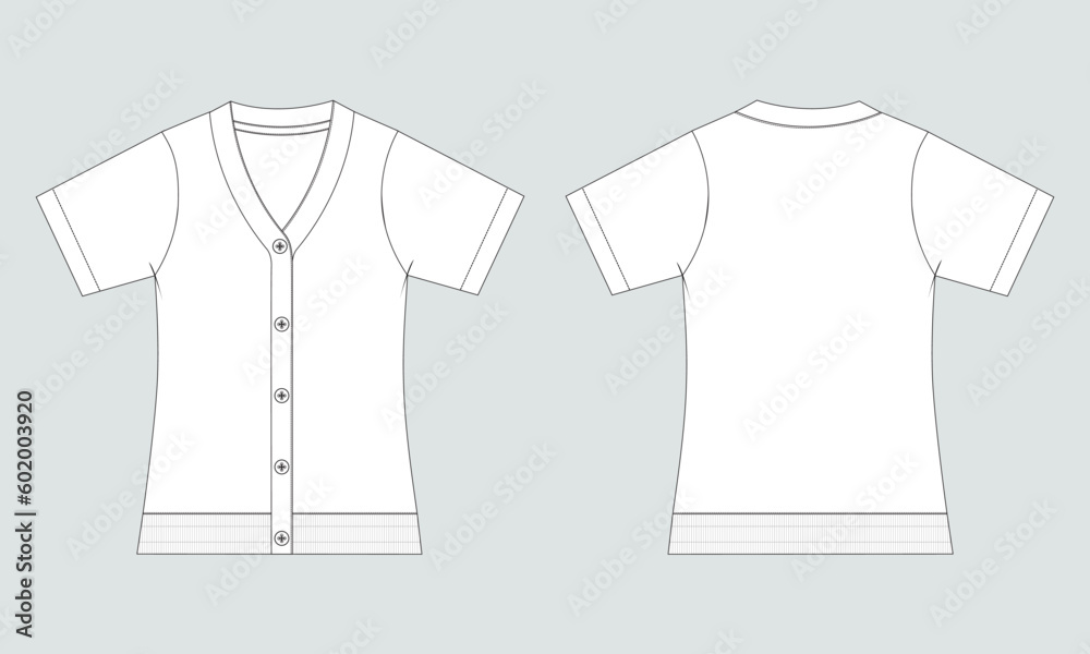 Cardigan technical drawing fashion flat sketch vector illustration ...