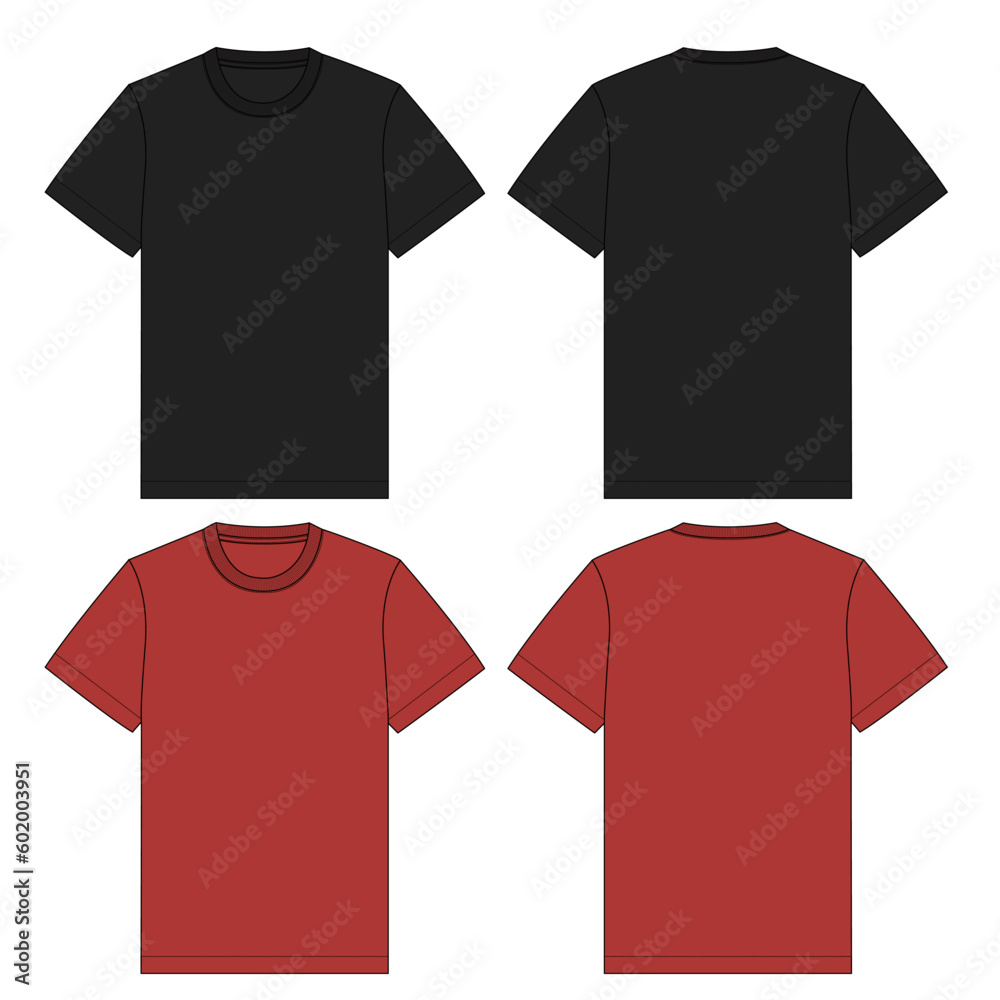 Short sleeve t shirt technical drawing fashion flat sketch vector ...