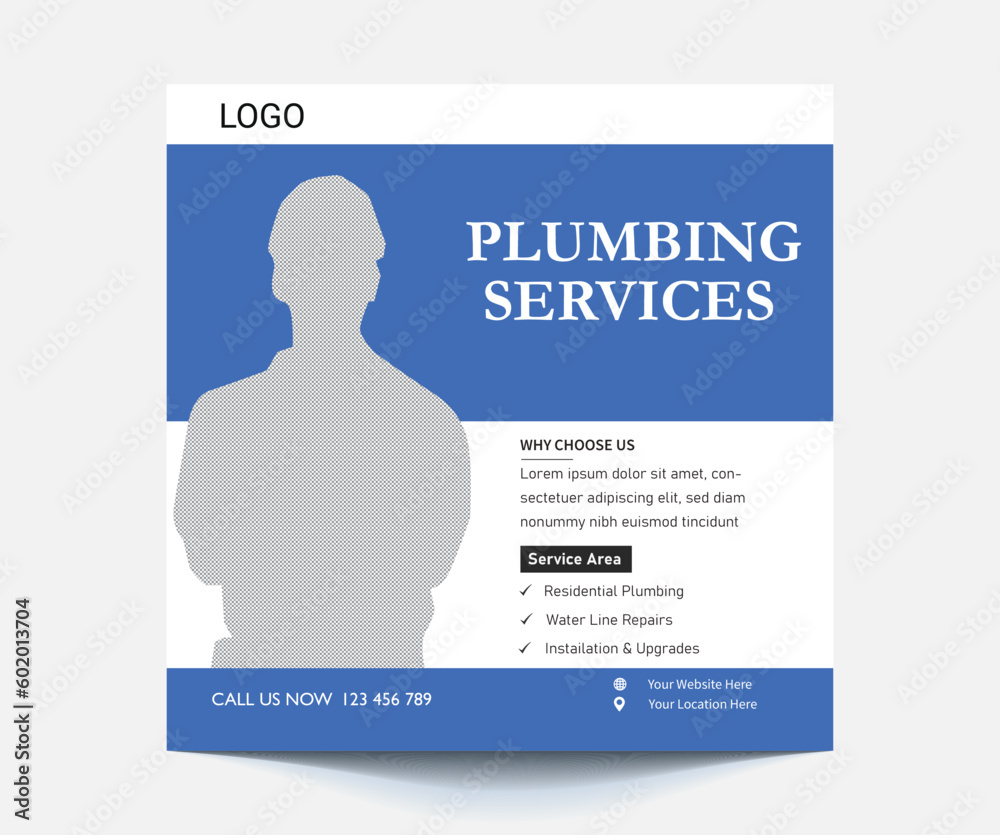 Plumbing service social media post design. Professional plumbing ...