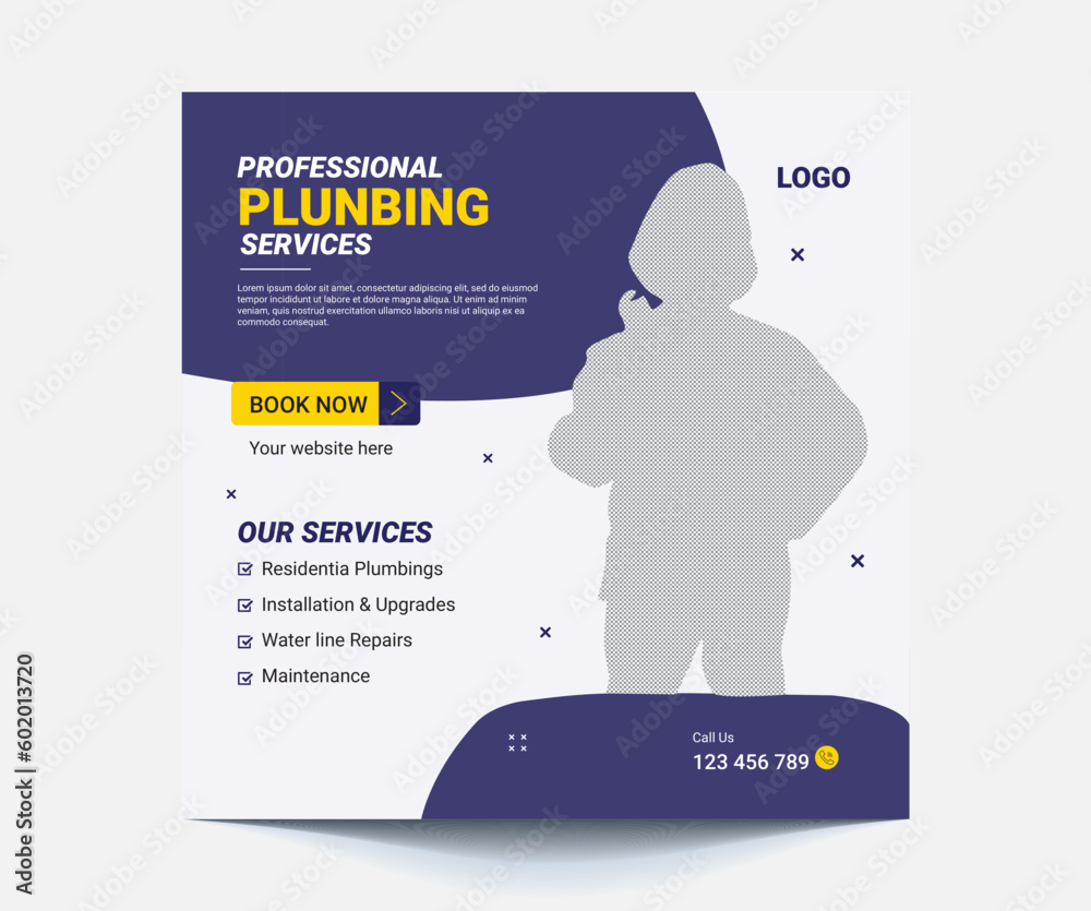 Plumbing service social media post design. Professional plumbing ...