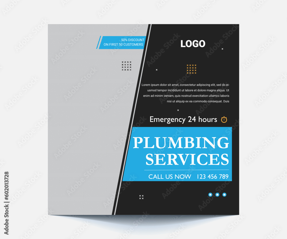 Plumbing service social media post design. Professional plumbing ...