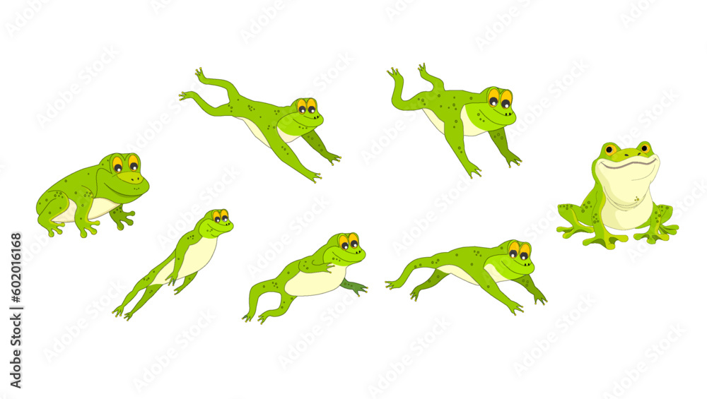 Frog Jumping Animation Sequence Cartoon Vector Illustration Stock ...