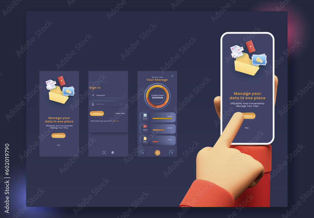 Data Transfer, Mobile App Screens. Colorful Gradient, UI and UX Layouts ...