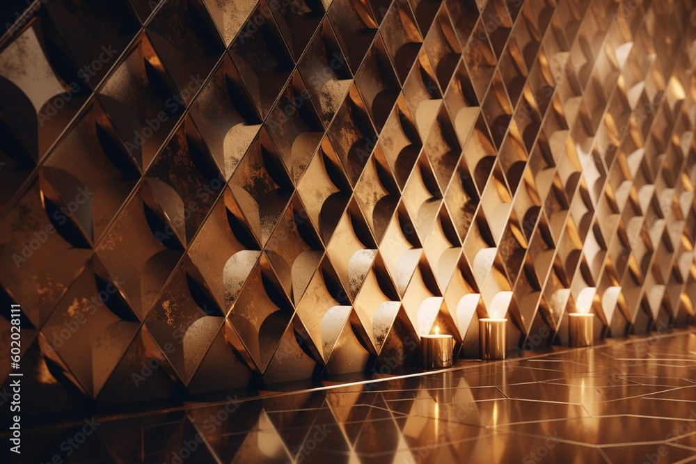 An opulent polished wall background featuring diamond-shaped tiles and ...