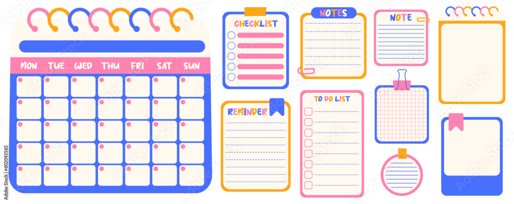 Kawaii calendar, to-do list, checklist, reminder and notes for ...