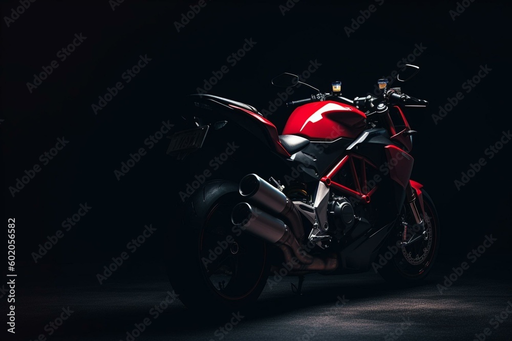 Dark background with red sport motorcycle wallpaper. Generative AI ...