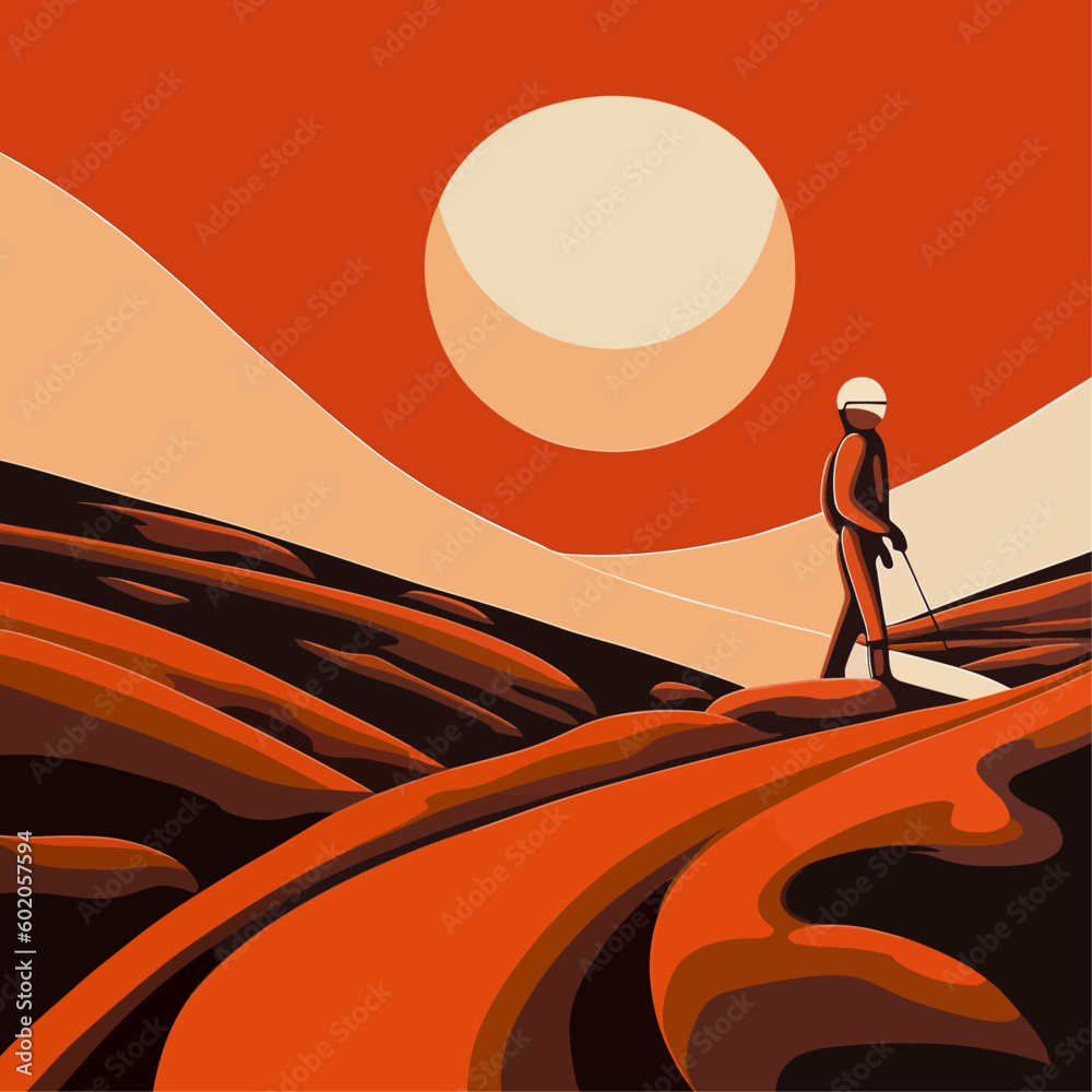 Cosmic exploration on Mars, Artistic depiction of an astronaut's ...