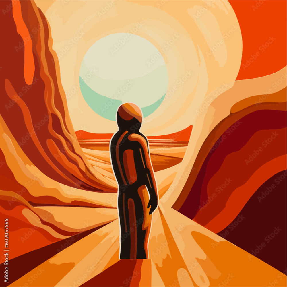 Mystical exploration, Abstract poster featuring an astronaut exploring ...
