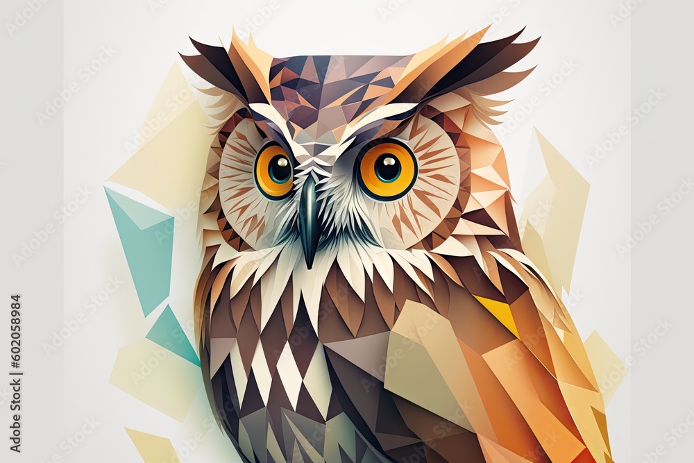 Paper folding of owl graphic with polygon shape style isolated on white ...