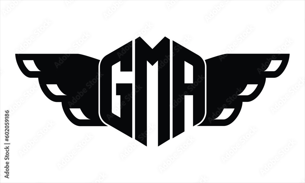 GMA three-letter butterfly iconic logo design vector template | polygon ...