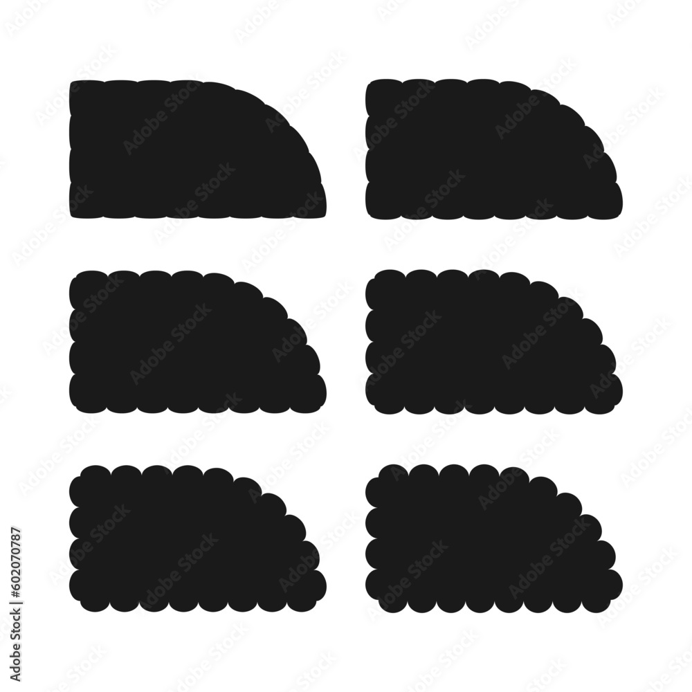 Scallop Edge One Rounded Corner Rectangles Stock Vector | Adobe Stock
