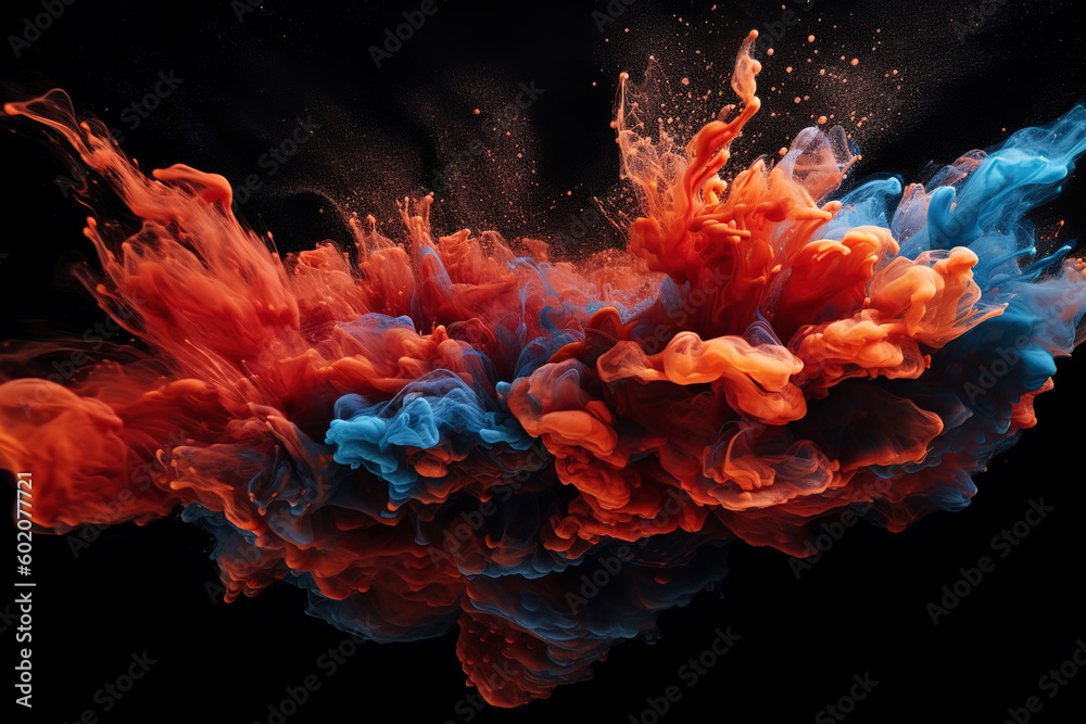 Fluid splash like an underwater hot lava trail, dark background. Stock ...